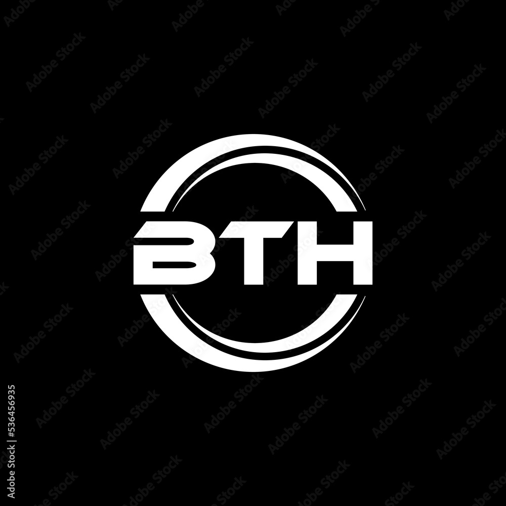 BTH letter logo design with black background in illustrator, vector ...
