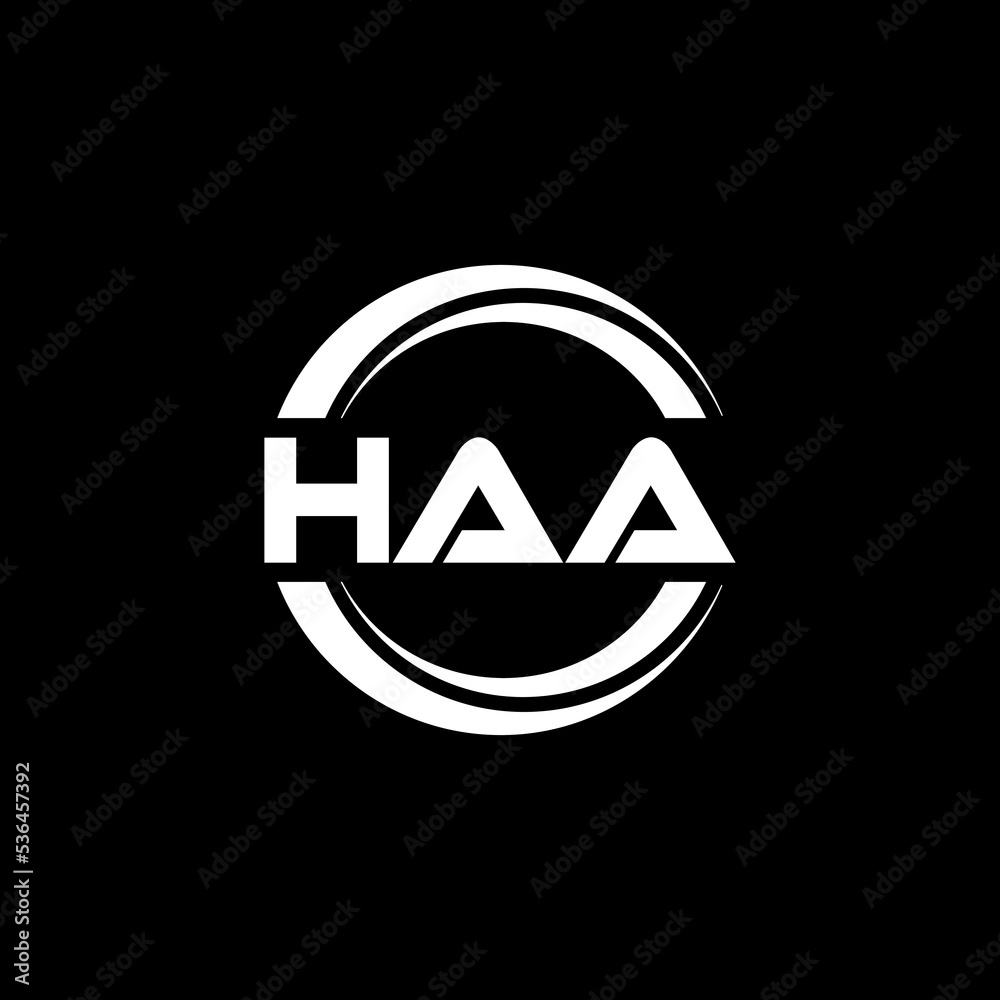 HAA letter logo design with black background in illustrator, vector ...