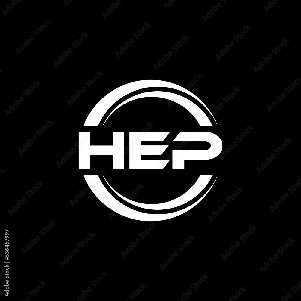 HEP letter logo design with black background in illustrator, vector ...