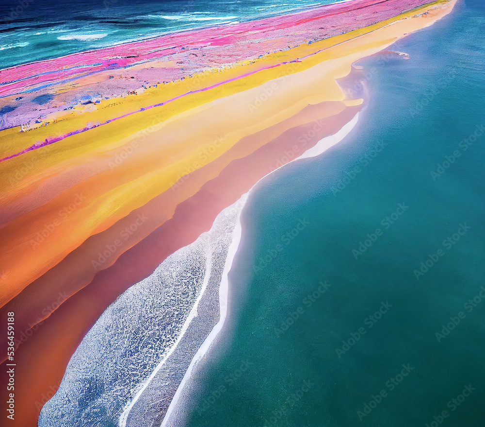Aerial view of sea waves and fantastic beach. Summer seascape from ...