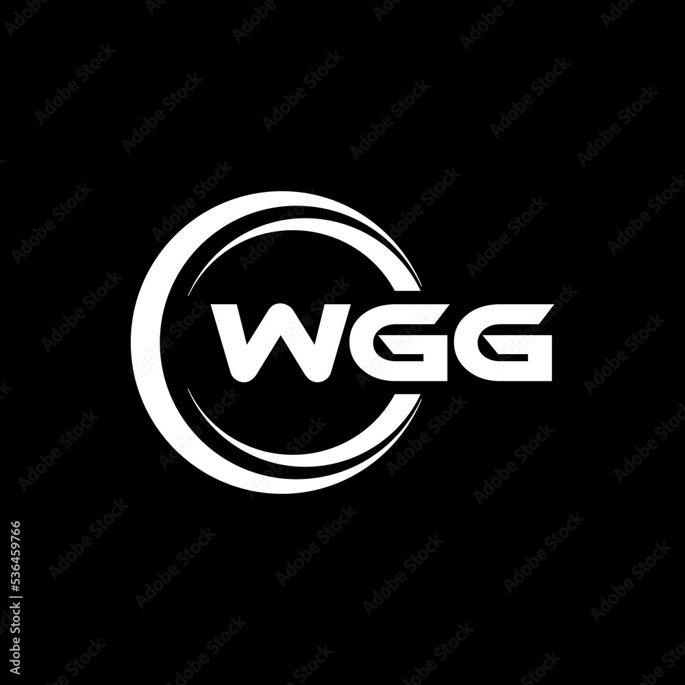 WGG letter logo design with black background in illustrator, cube logo ...