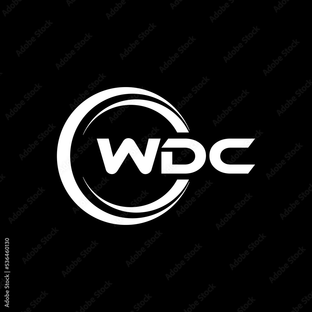 WDC letter logo design with black background in illustrator, cube logo ...
