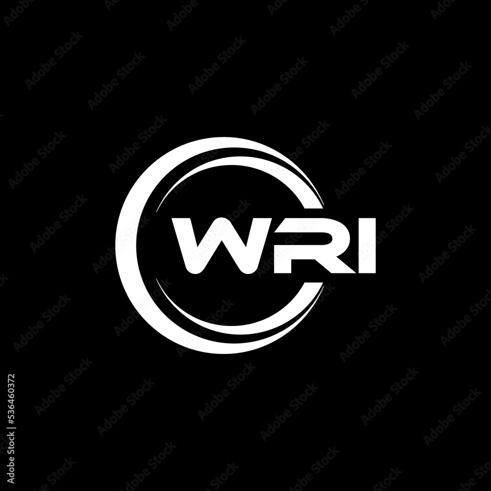 WRI letter logo design with black background in illustrator, cube logo ...
