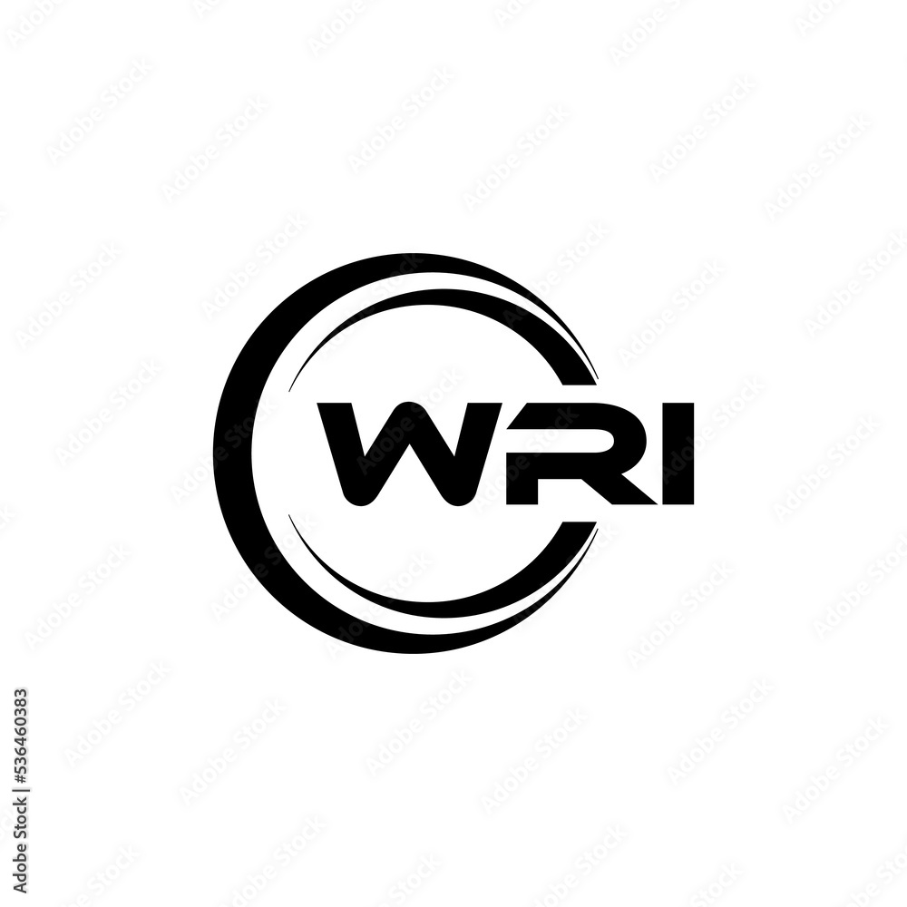 WRI letter logo design with white background in illustrator, cube logo ...