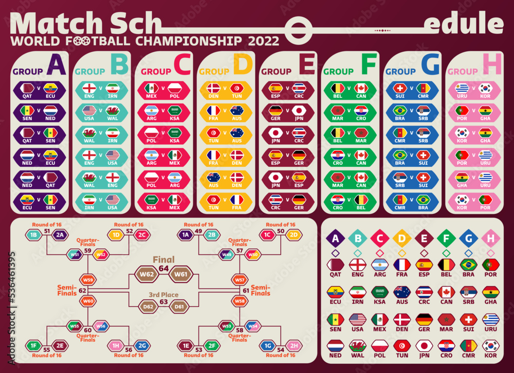 Vector template and schedule of the 2022 World Football Championship ...
