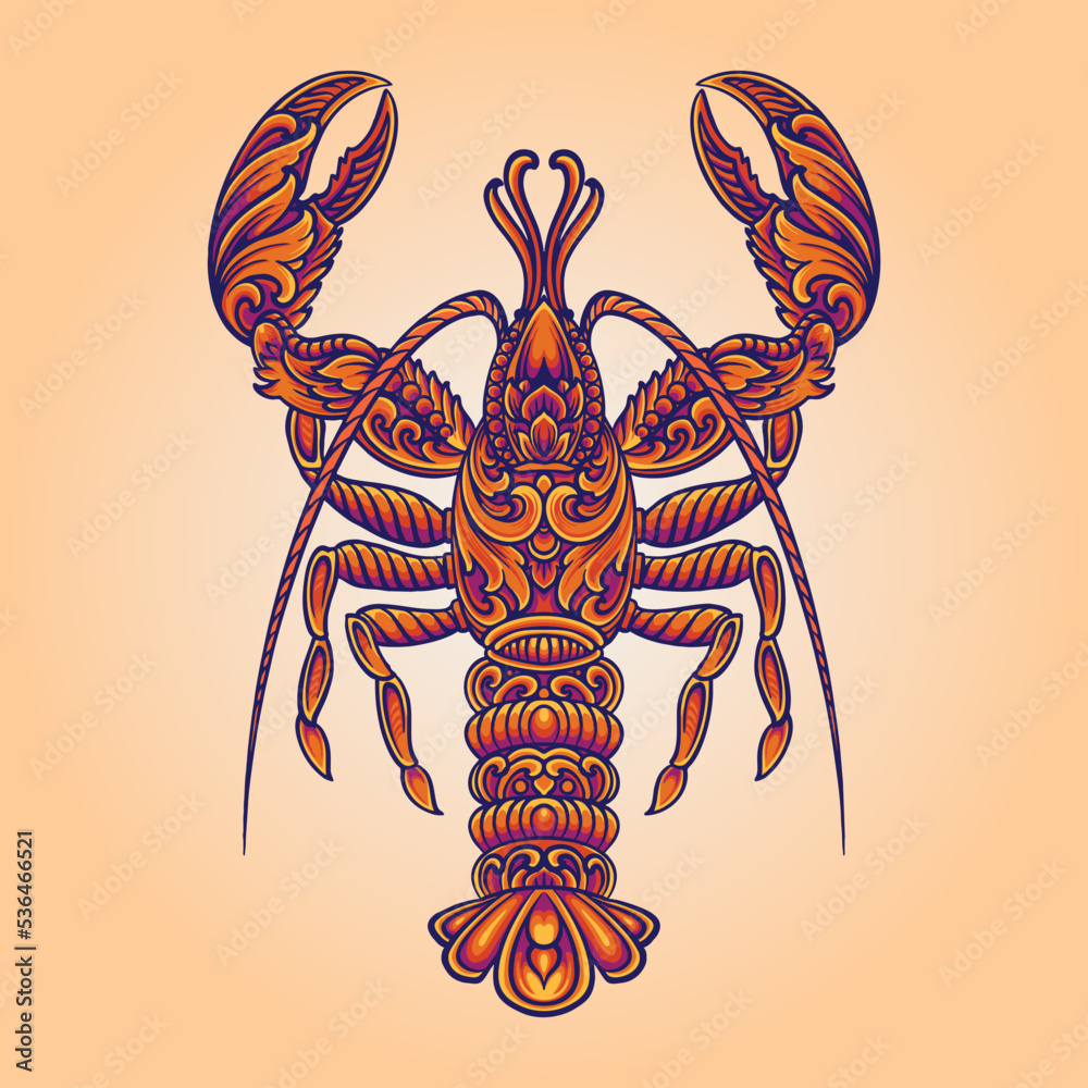 Classic lobster floral ornament Vector illustrations for your work Logo ...