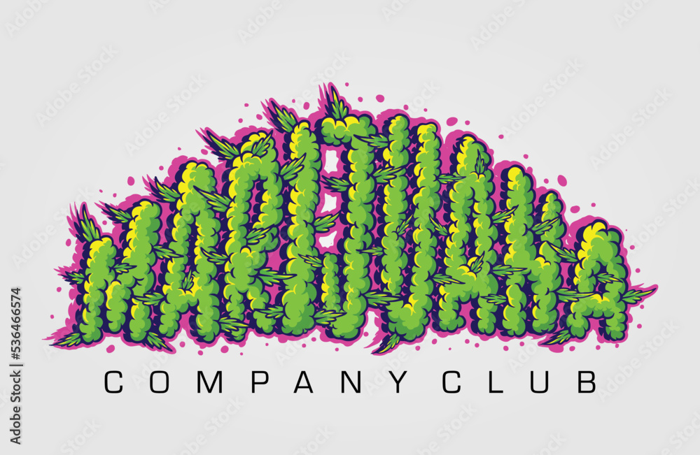 Marijuana lettering text with smoke weed Vector illustrations for your ...