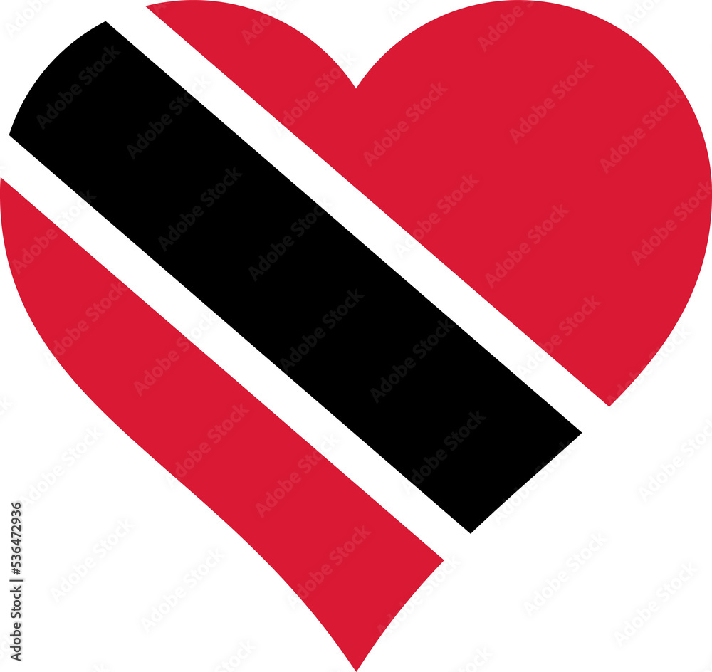 Trinidad and Tobago Heart Flag. Trinidadian and Tobagonian Love Shape ...