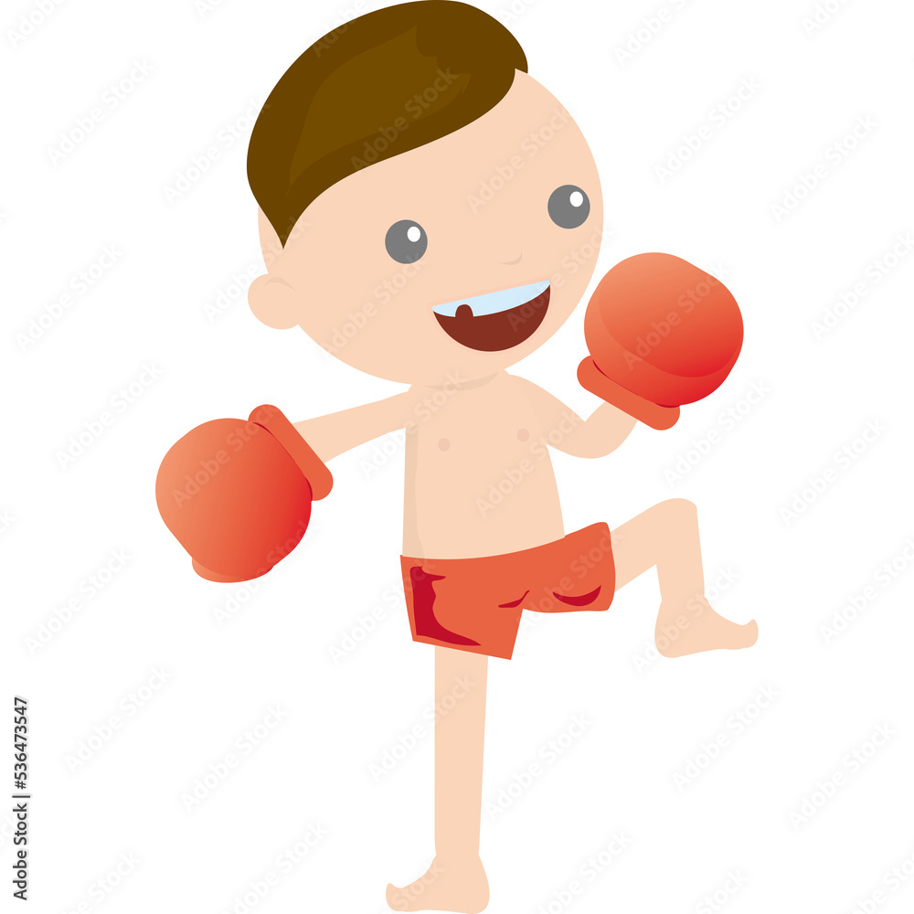 cute cartoon boy boxer, thai boxing, thai boxer illustration character ...