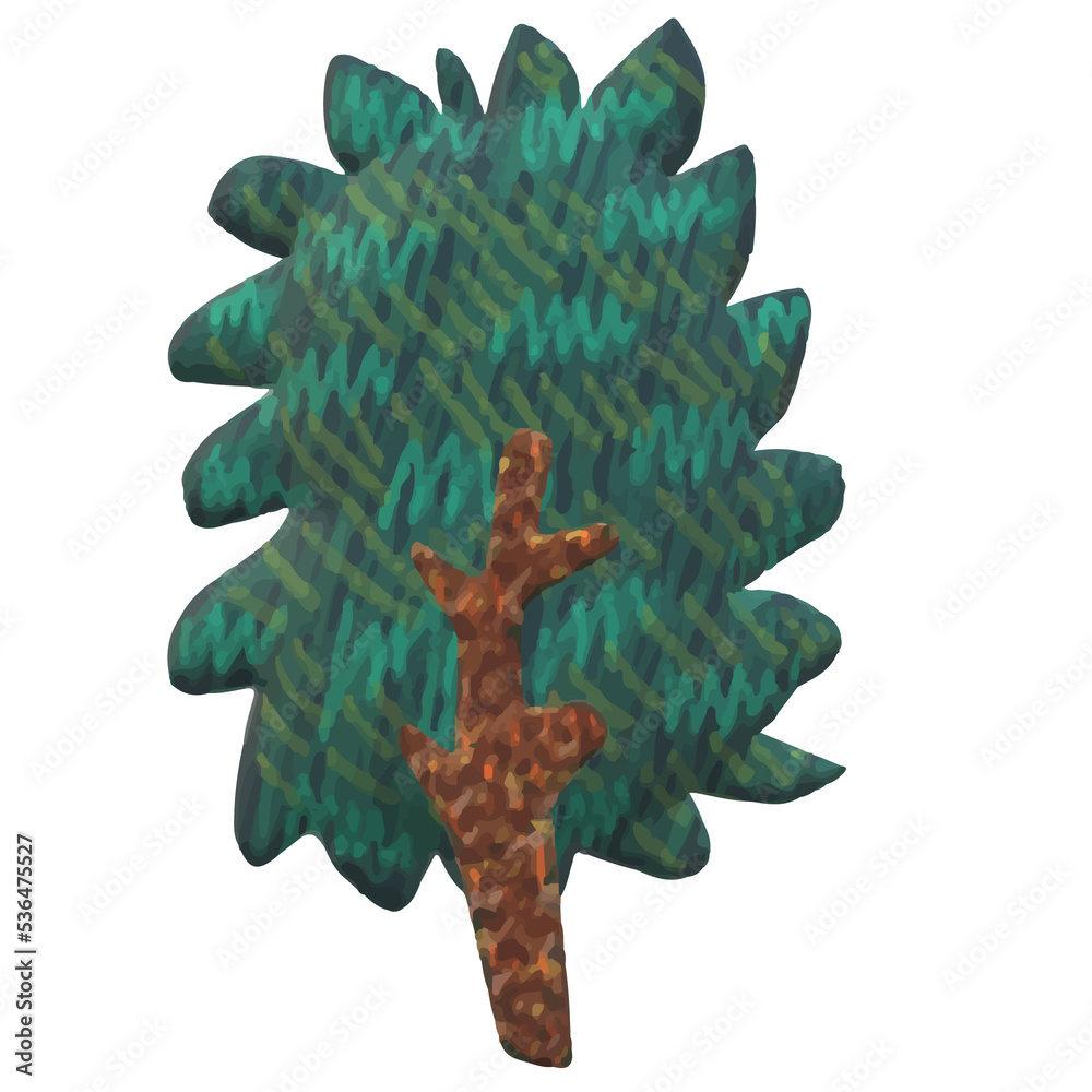 3D Trees, Doodle Trees, Children Art in 3D Style, Botanical Icon for ...