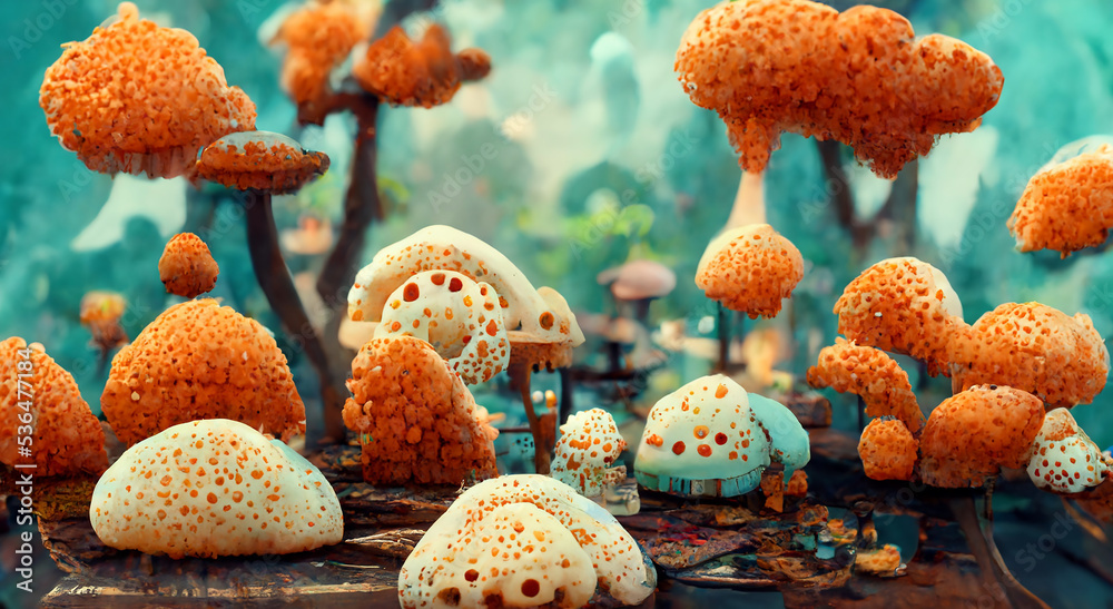 mushrooms, colorful, psychedelic. Digital, Illustration, Painting ...