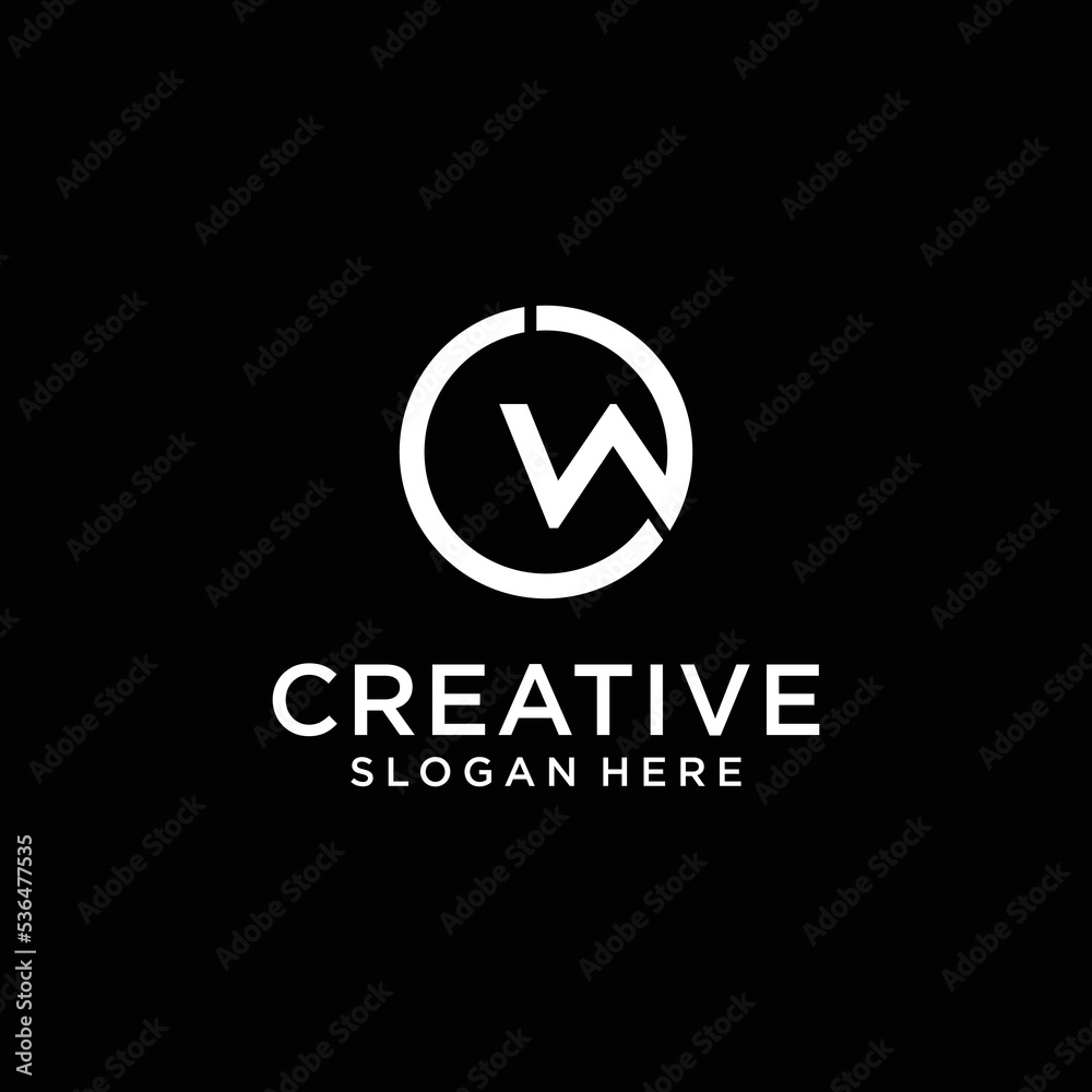 Abstract letter C W Logo Design Template Stock Vector | Adobe Stock