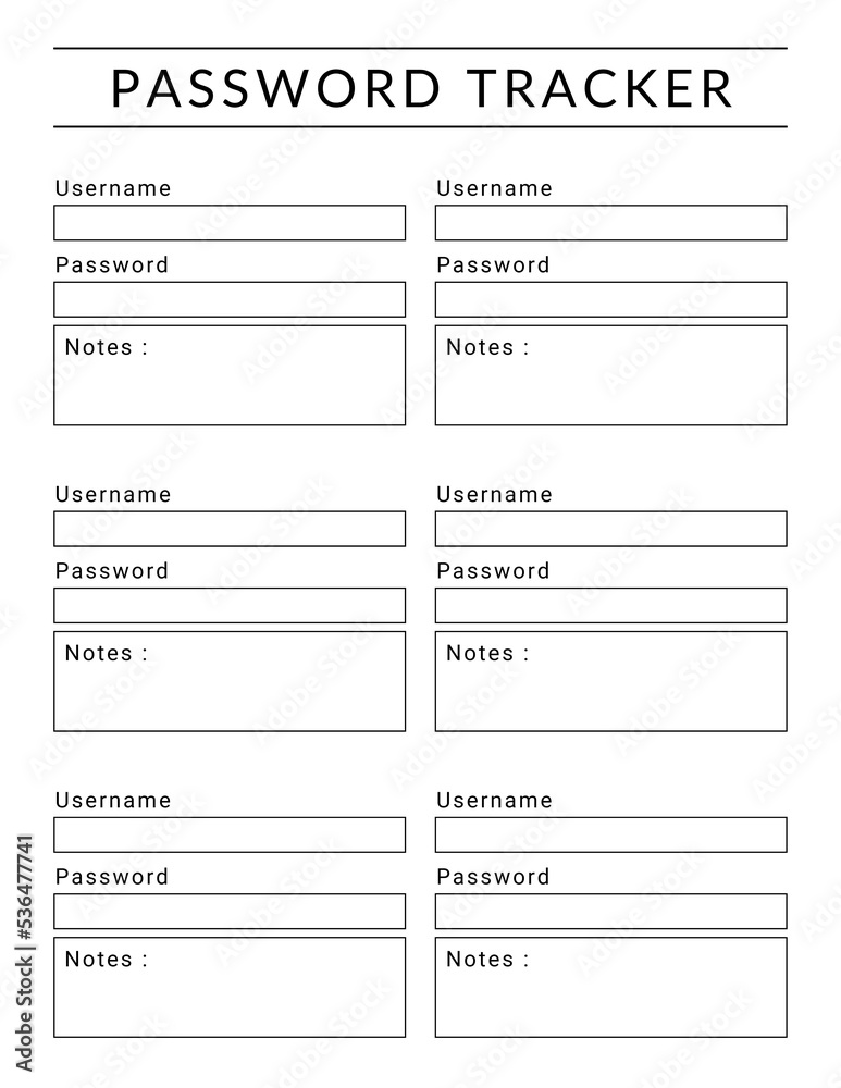 Printable Password Tracker Template. Minimal & Simple Password Tracker ... Printable Password Tracker Template. Minimal & Simple Password Tracker ...
