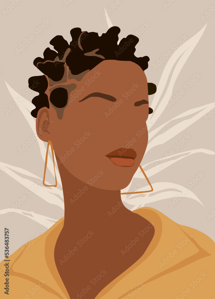 Abstract woman portrait. Beautiful girl with afro hair style. Fashion ...