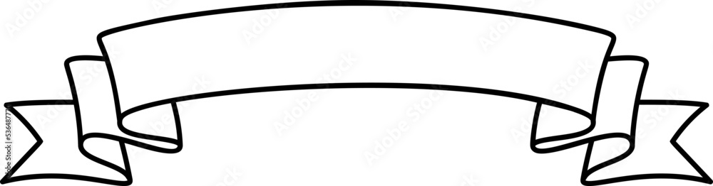 Black line ribbon banner vector illustration. Vintage design curly ...