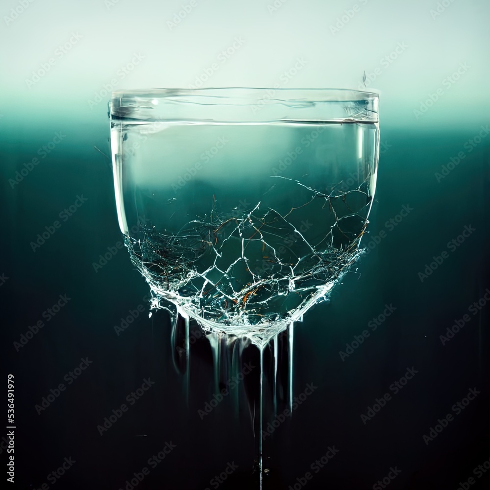 Cracked Water Glass - Digital Art, 3D Render, Concept Art Stock ...
