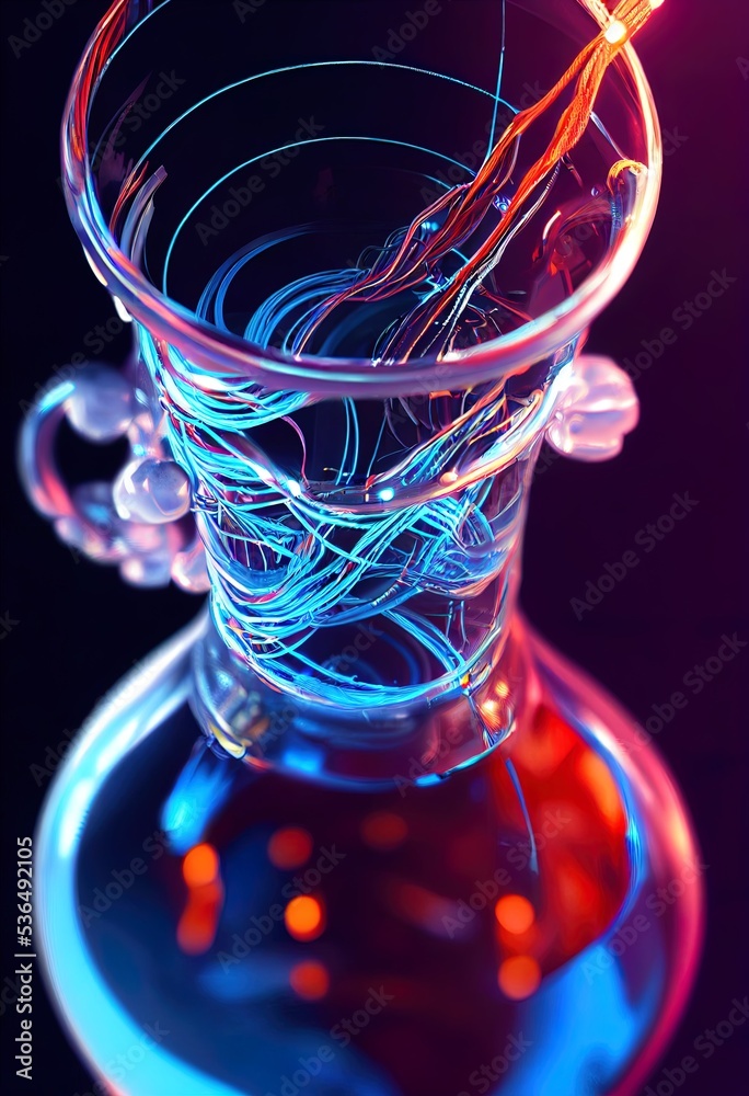Cyberpunk Glass Container, Laser Colors - Digital Art, 3D Render, Concept Art Stock-Illustration ...