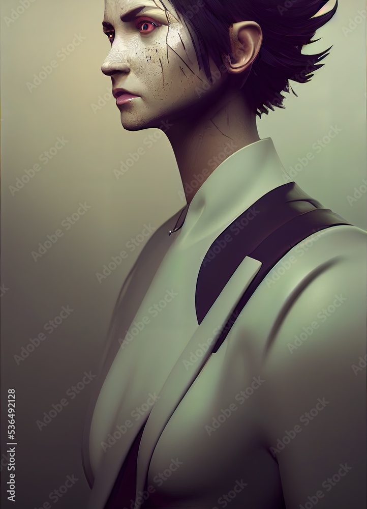 Demi Human Anime Character Short Hair - Digital Art, 3D Render, Concept ...