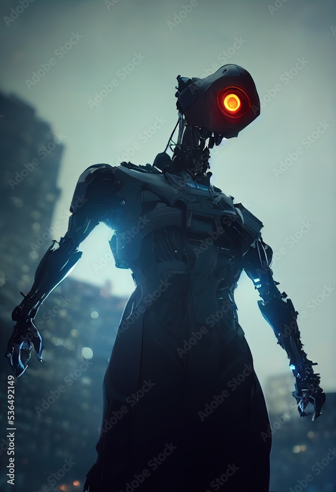Cyclop Robot Android Cyberpunk Style - Digital Art, 3D Render, Concept ...