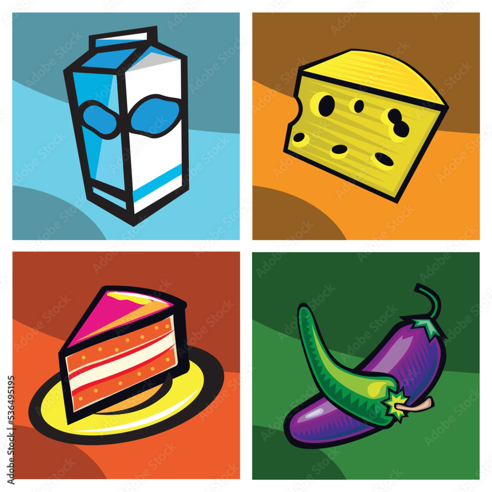 Collection of various food symbols Stock Vector | Adobe Stock