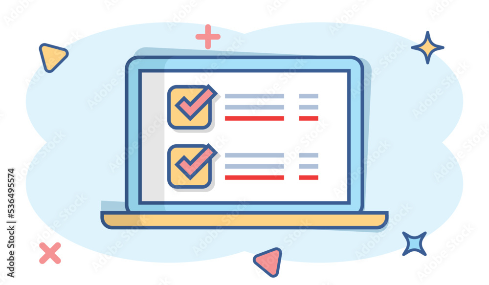 Online survey sign icon in comic style. Questionnaire vector cartoon ...