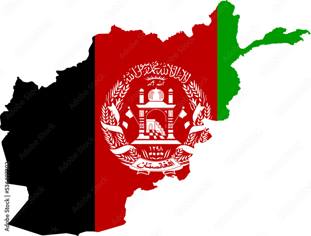 Afghanistan Map Flag. Afghan Border Boundary Country Shape Nation ...