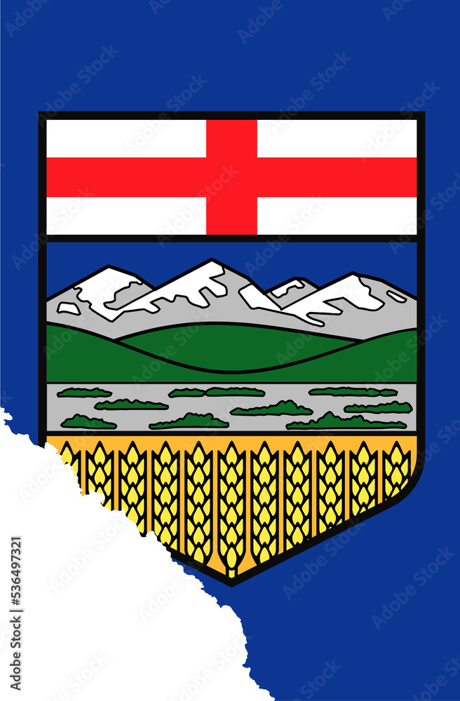 Alberta Canada Map Flag. AB Canadian Outline Boundary Border Shape Province Flag Sign Symbol ...