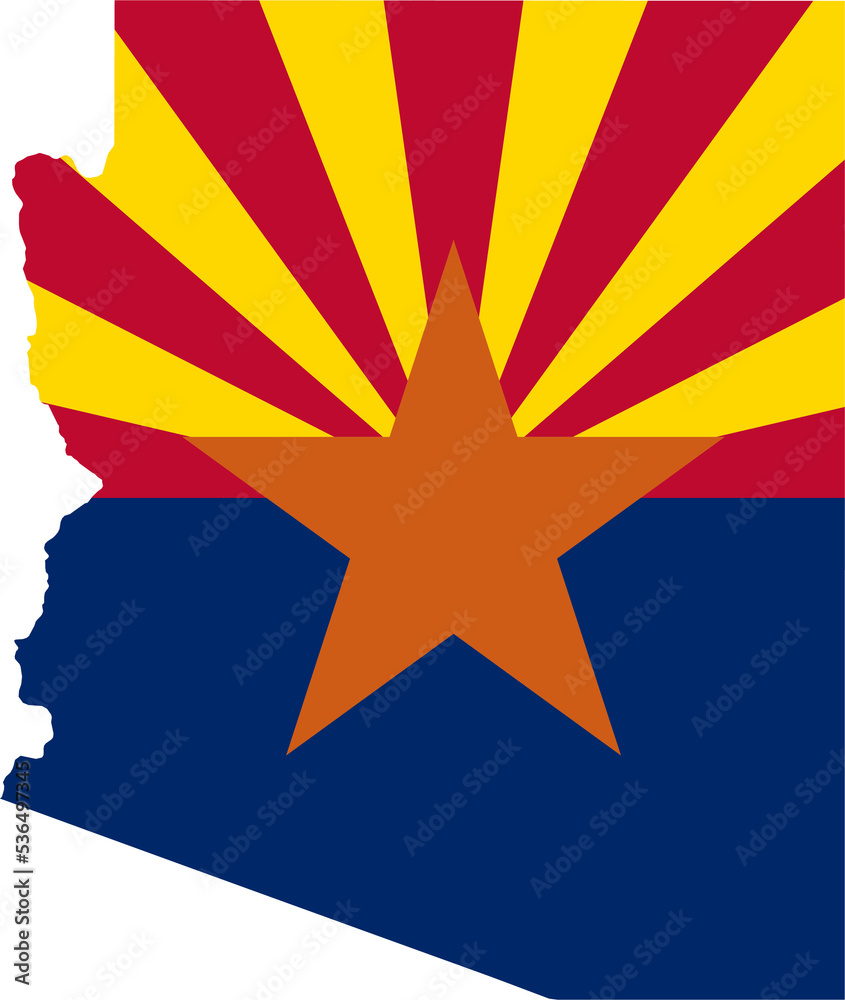 Arizona USA Map Flag. AZ US Outline Boundary Border Shape State Flag ...