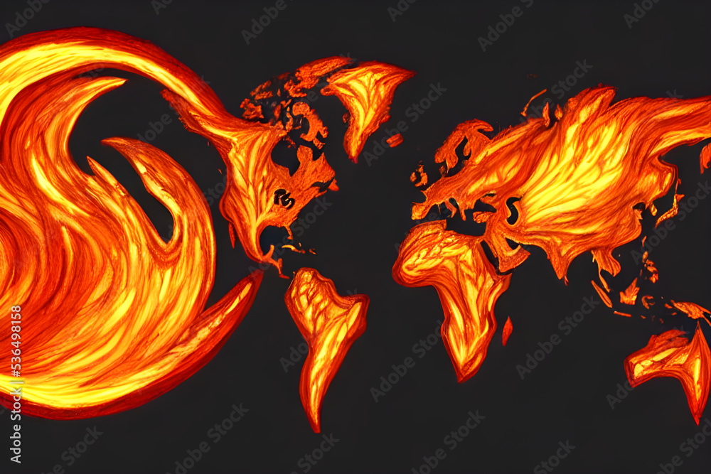 Burning continents painted by a child with crayons - children drawing ...