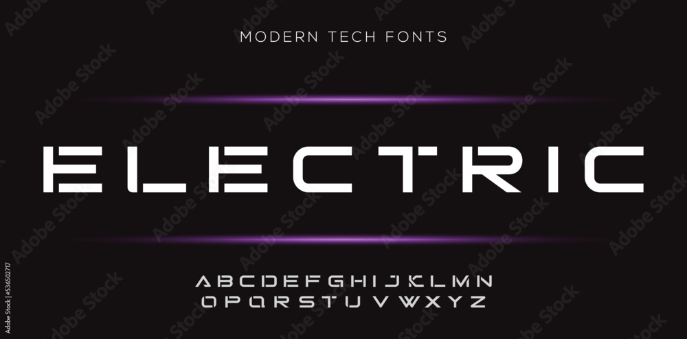 ELECTRIC modern luxury tech abstract technology futuristic alphabet ...