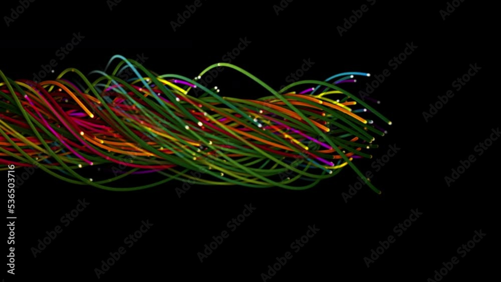 Colorful abstract background of strings, lines, ribbons, fibers or ...