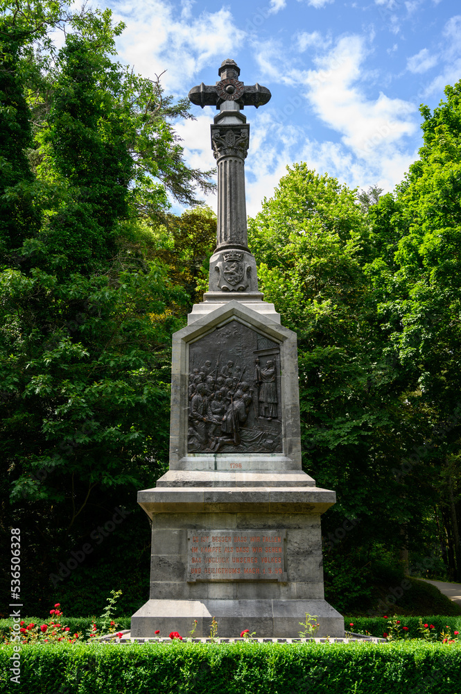 The Peasants' War memorial depicting peasants adoring Jesus Christ in ...