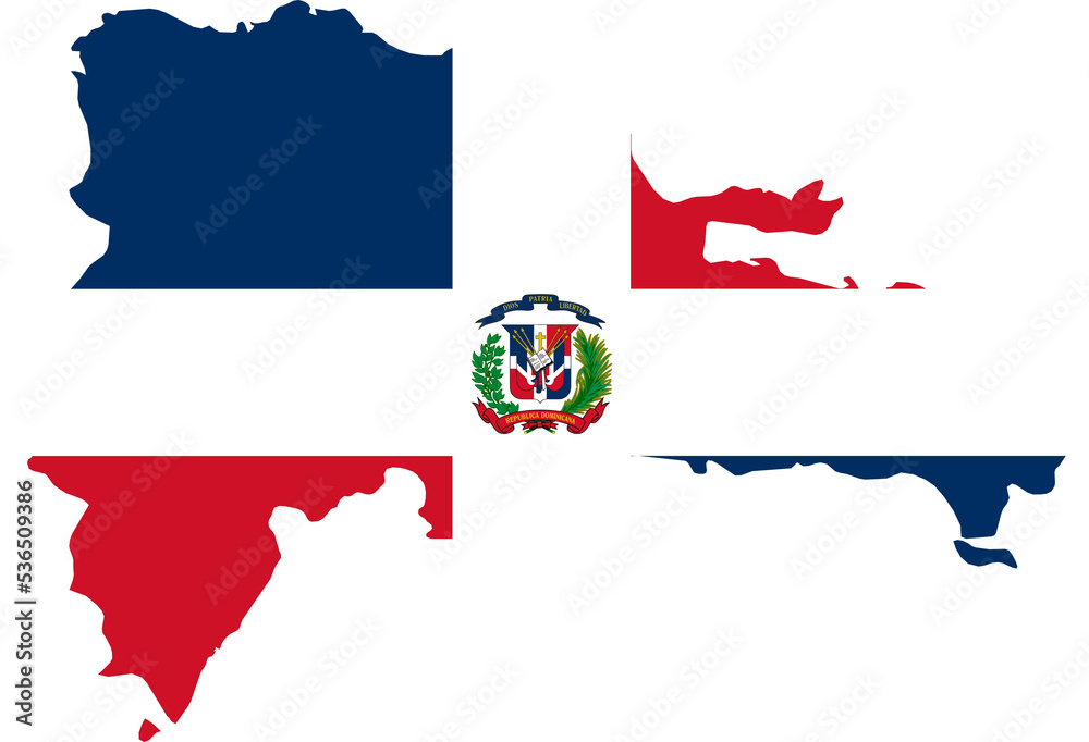 Dominican Republic Map Flag. Quisqueyan Border Boundary Country Shape ...