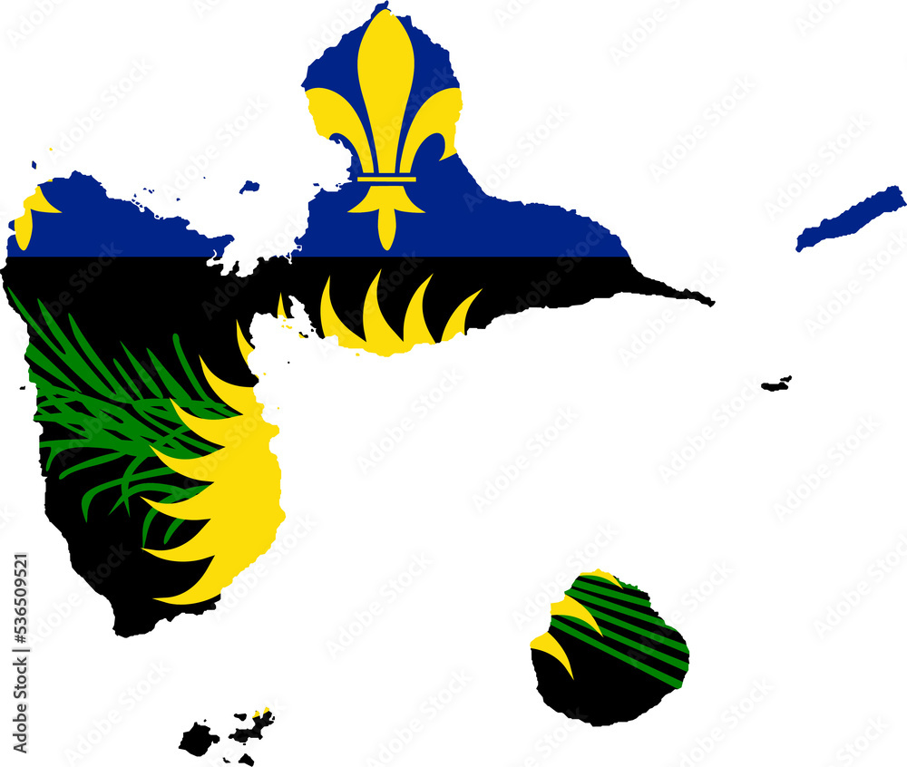 Guadeloupe Map Flag. Guadeloupean Island Outline Boundary Border Shape ...