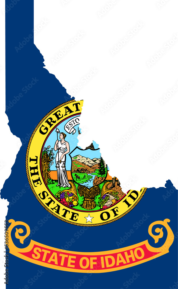 Idaho USA Map Flag. ID US Outline Boundary Border Shape State Flag Sign ...