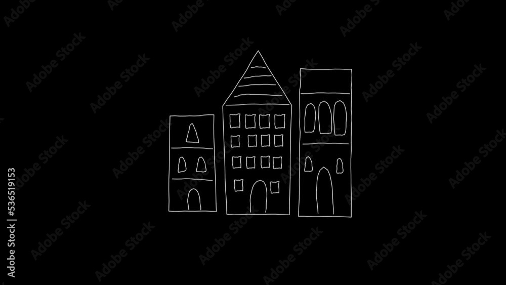 House Building Doodle Animation Alpha Background Stock Video | Adobe Stock