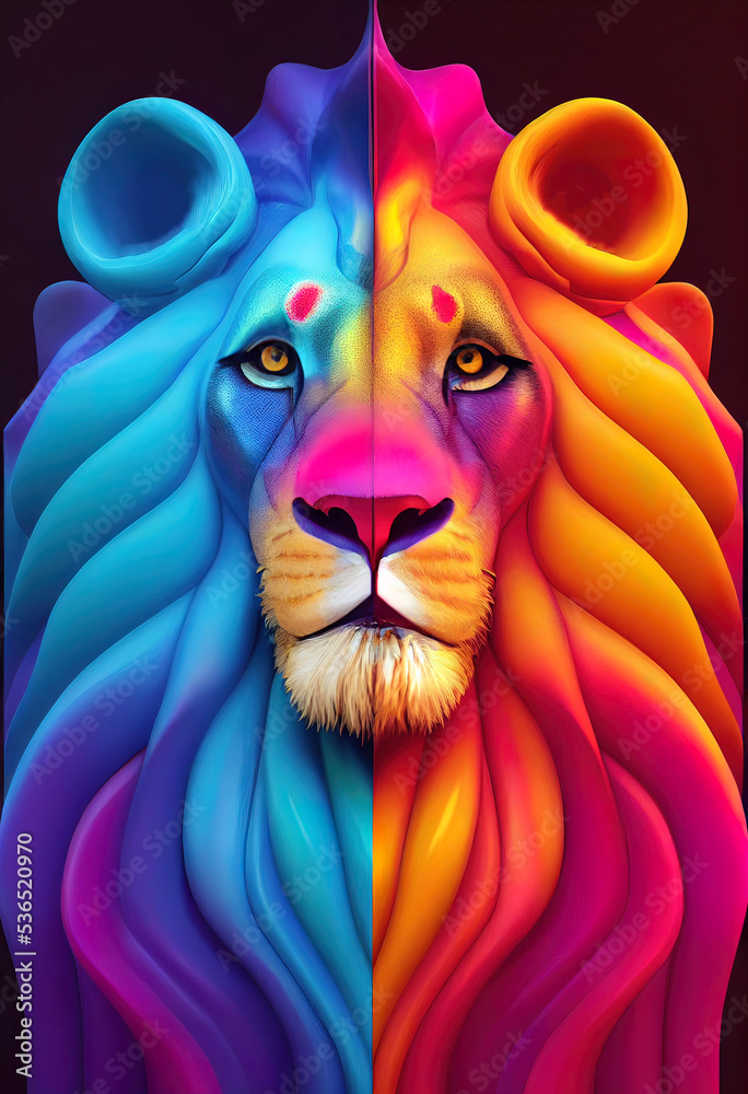 Colorful lion design 3d illustrated Stock Illustration | Adobe Stock