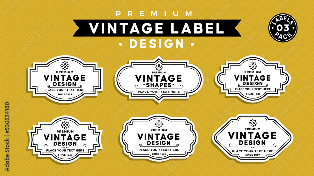 Set of Vintage Label Vector Design Elements for Identity, Packaging ...