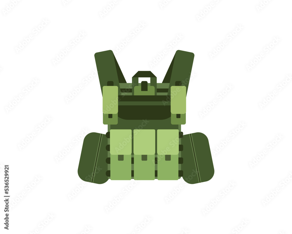 Vector illustration of a military body armor. Police bullet protection ...
