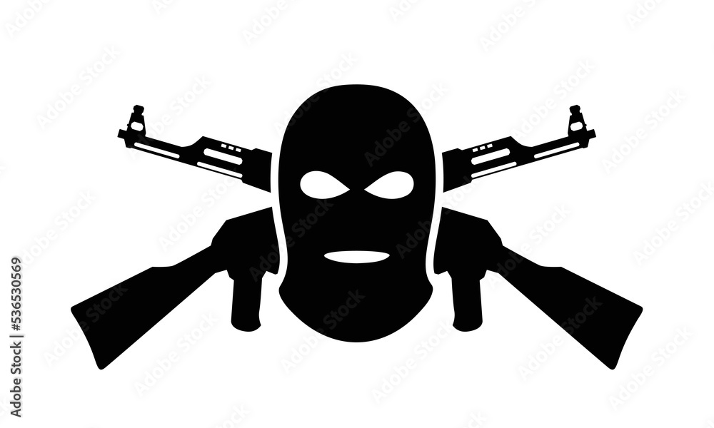 Terrorism vector sign, isolated on white background. Bandit mask black ... Terrorism vector sign, isolated on white background. Bandit mask black ...