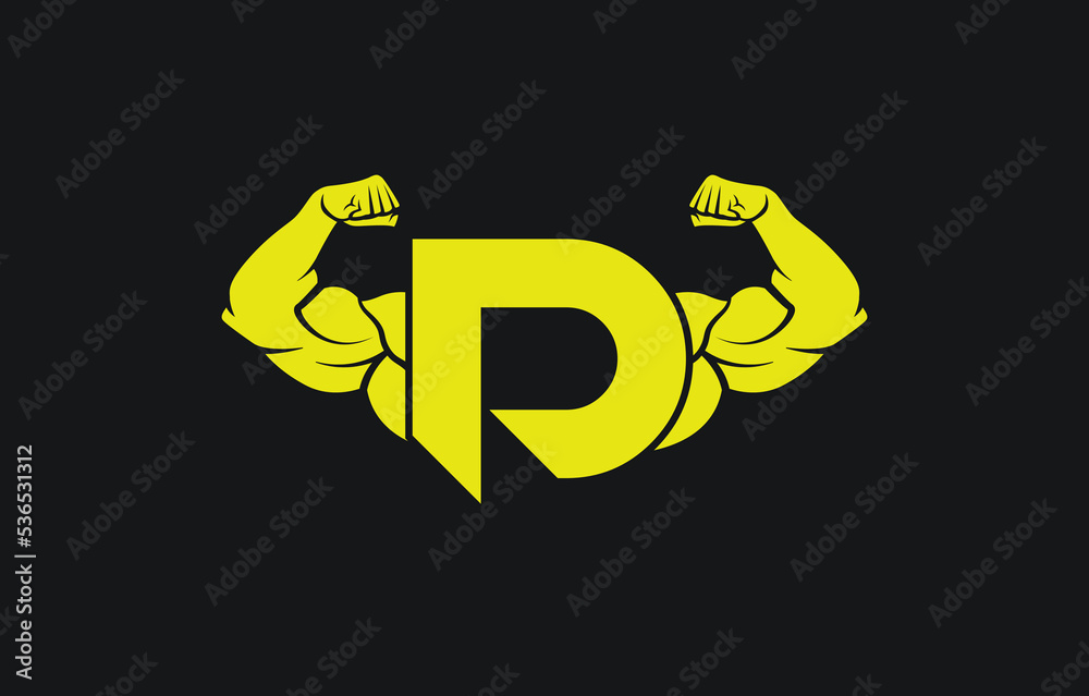 Fitness Gym logo with letter D, bicep flex logo, design, vector, emblem ...