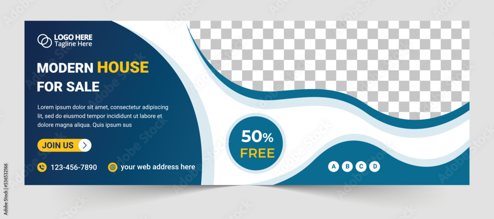 Real estate social media cover page template and Modern House web ...