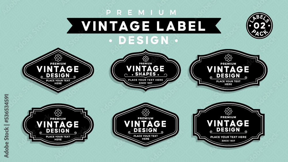 Set of Vintage Black Label Vector Design Elements for Identity ...