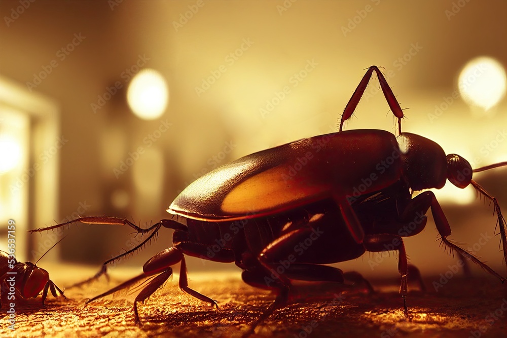Close-up of cockroach infest the house. Macro of Germanic cockroach and ...