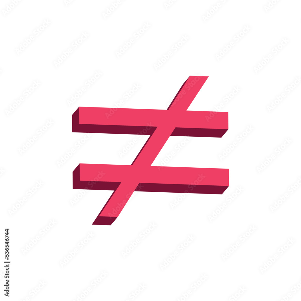 not equal symbol vector illustration isolated on white background. 3d ...