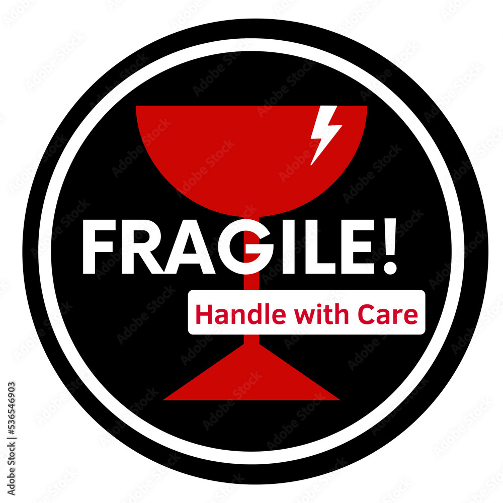 Fragile Attention Circle Sticker Stock Illustration | Adobe Stock