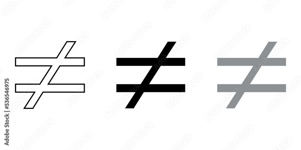 set of not equal symbol vector illustration isolated on white ...