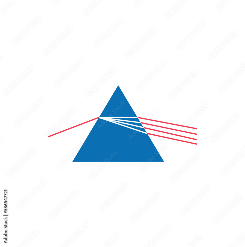 Refraction of light through a glass prism. Vector illustration isolated ...