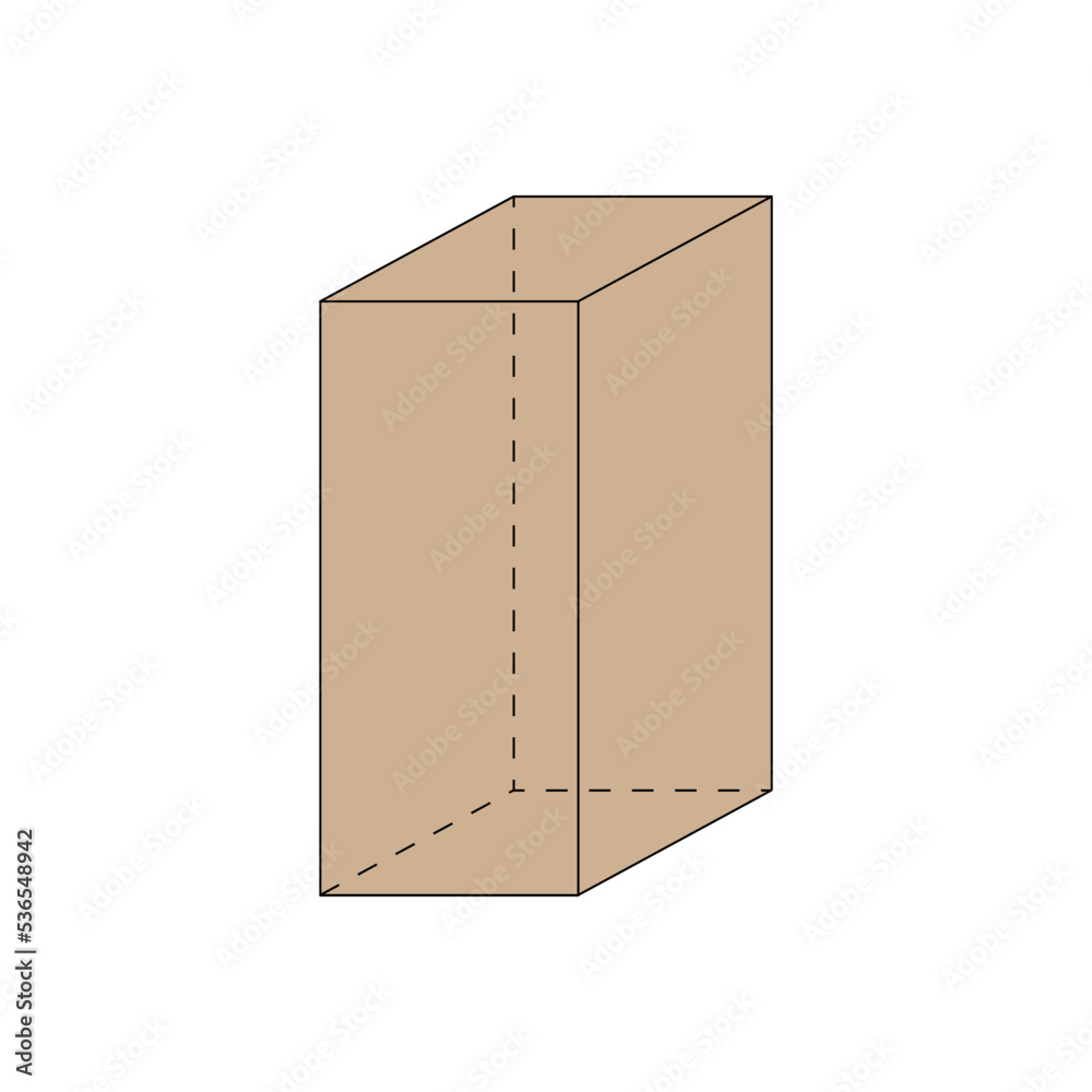 3d shape of rectangular prism in mathematics. vector illustration ...