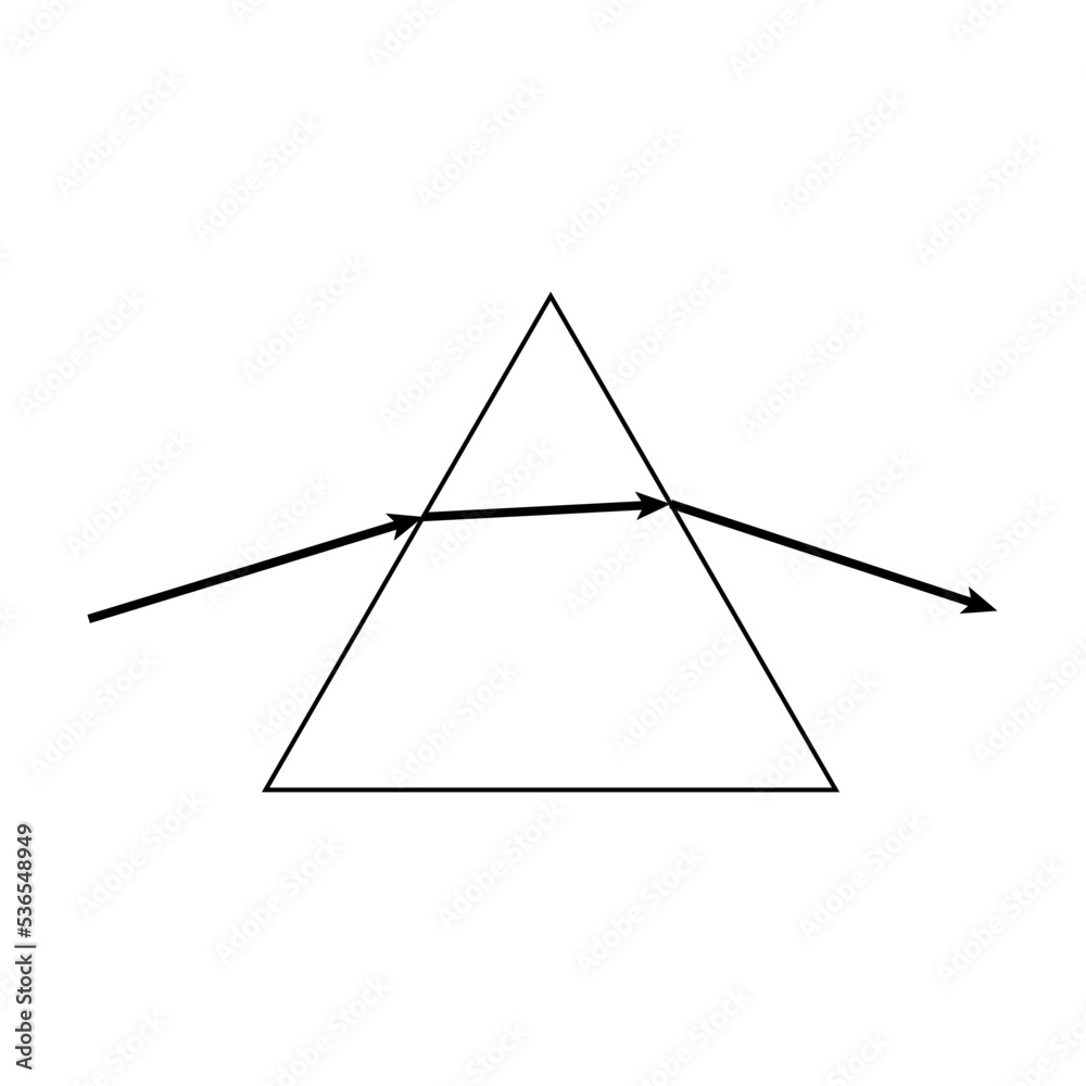 Refraction of light through a glass prism. Vector illustration isolated ...